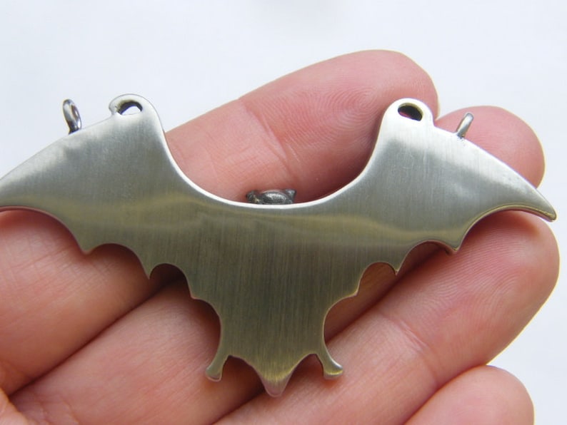1 Bat Connector Charm Antique Silver Tone Stainless Steel - Etsy
