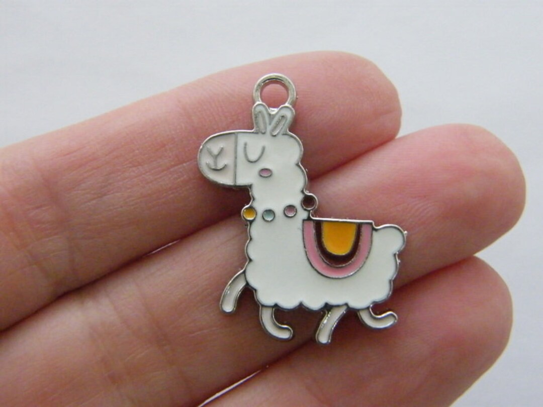 4 Llama Alpaca Charms White and Silver Tone A1041 - Etsy