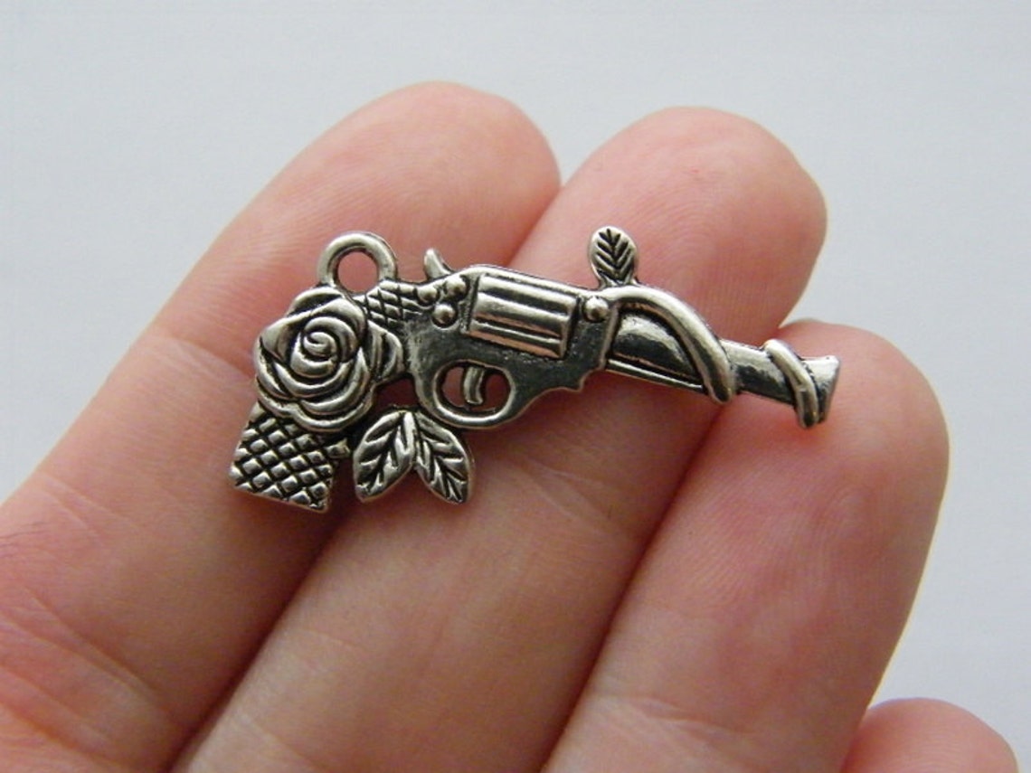 5 Gun Charms Antique Silver Tone G5 - Etsy