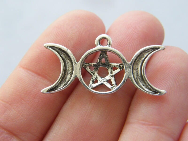 BULK 20 Triple Moon Charms Antique Silver Tone HC240 | Etsy