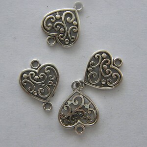 BULK 50 Heart Connector Charms Antique Silver Tone H180 - SALE 50% OFF ...