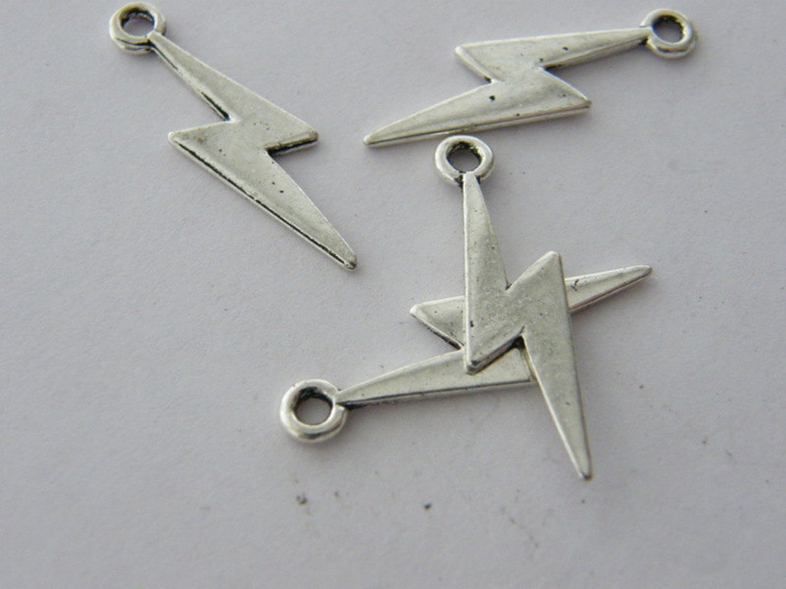 BULK 50 Lightning Bolt Charms Antique Silver Tone S85 | Etsy