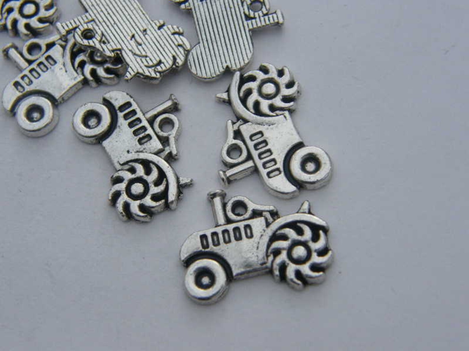 8 Tractor Charms Antique Silver Tone TT3 | Etsy
