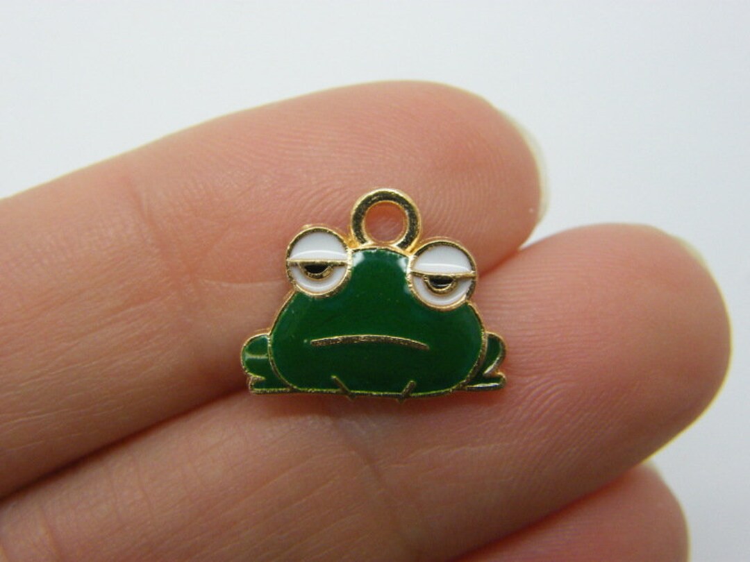48 Frog Charms Green White Gold Tone A239 - Etsy