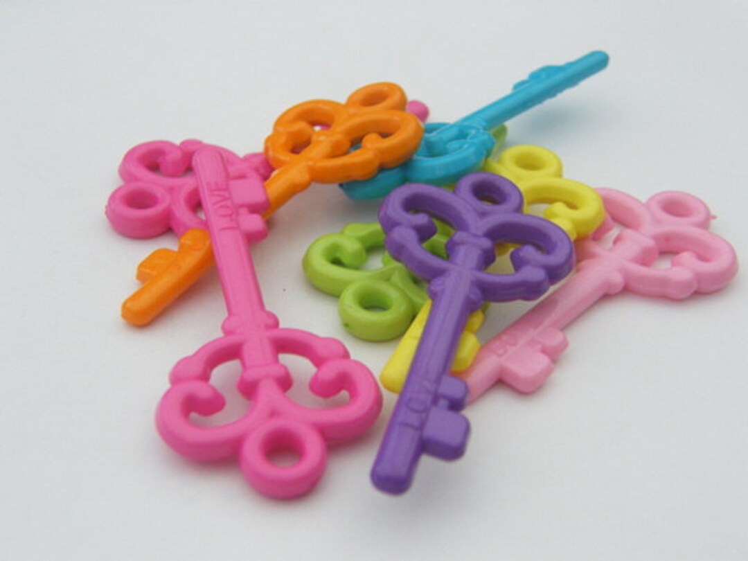 BULK 30 Mixed Colours Acrylic Plastic Key Pendants - Etsy