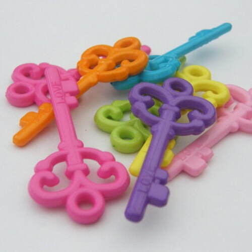 BULK 30 Mixed Colours Acrylic Plastic Key Pendants - Etsy