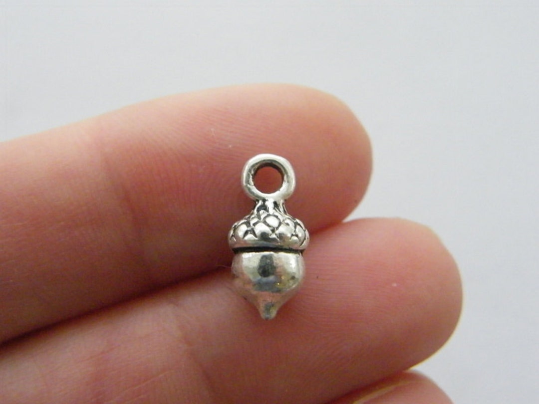 10 Acorn Charms Antique Silver Tone L190 - Etsy