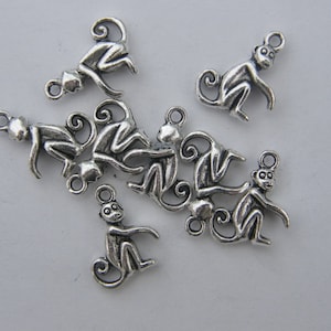 12 Monkey Charms Antique Silver Tone A211 - Etsy