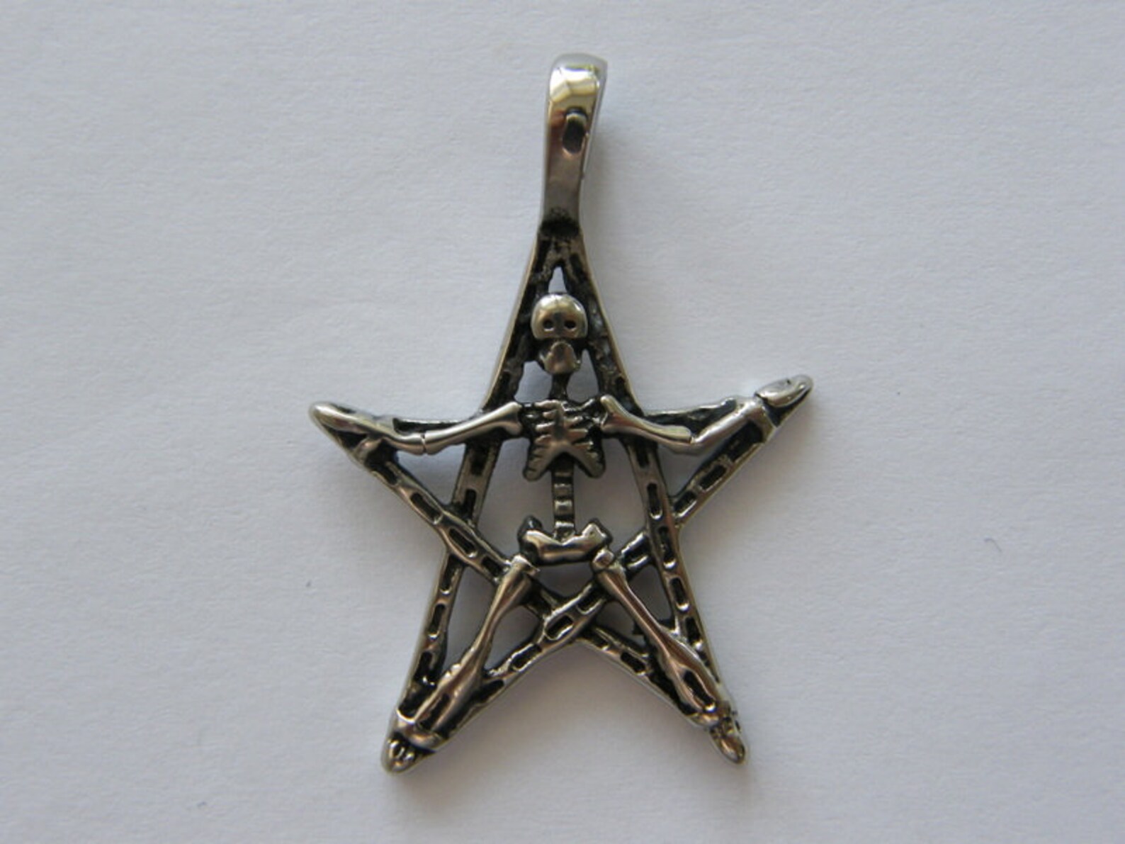 1 Pentagram Skeleton Pendant Antique Silver Tone Stainless - Etsy