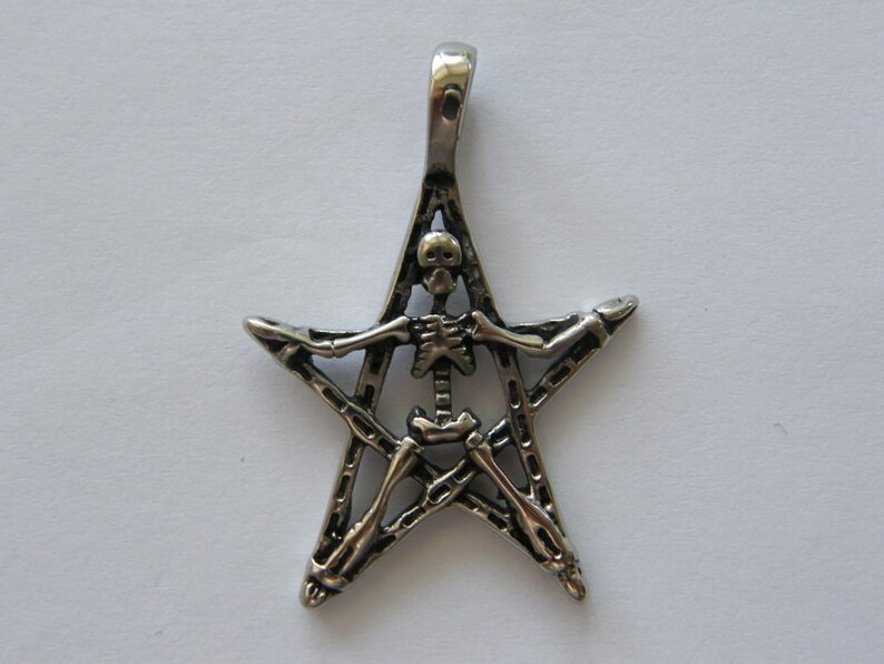 1 Pentagram Skeleton Pendant Antique Silver Tone Stainless - Etsy