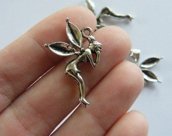 30pcs Fairy Charms Angel Charms Pixie Charm Girl Charms Antique Silver Tone 2 Sided 26x12mm ...