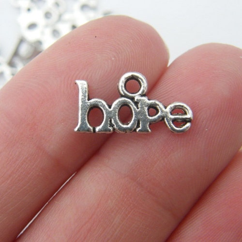 6 Antique Silver Hope Charms 22-3-3 - Etsy