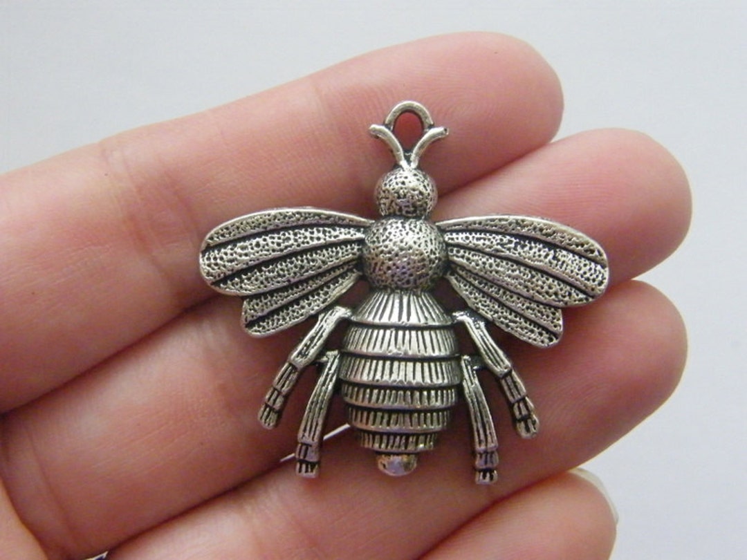 2 Bee Pendants Antique Silver Tone A306 - Etsy