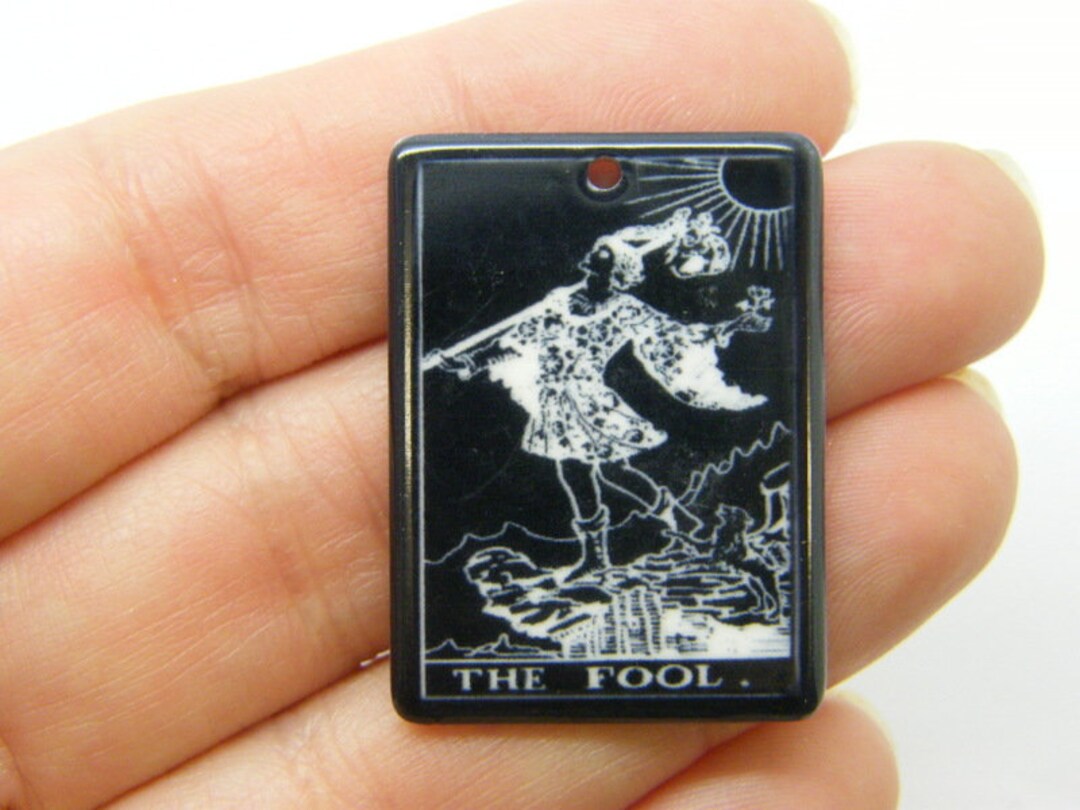 2 the Fool Tarot Reading Card Pendants Black White Acrylic - Etsy
