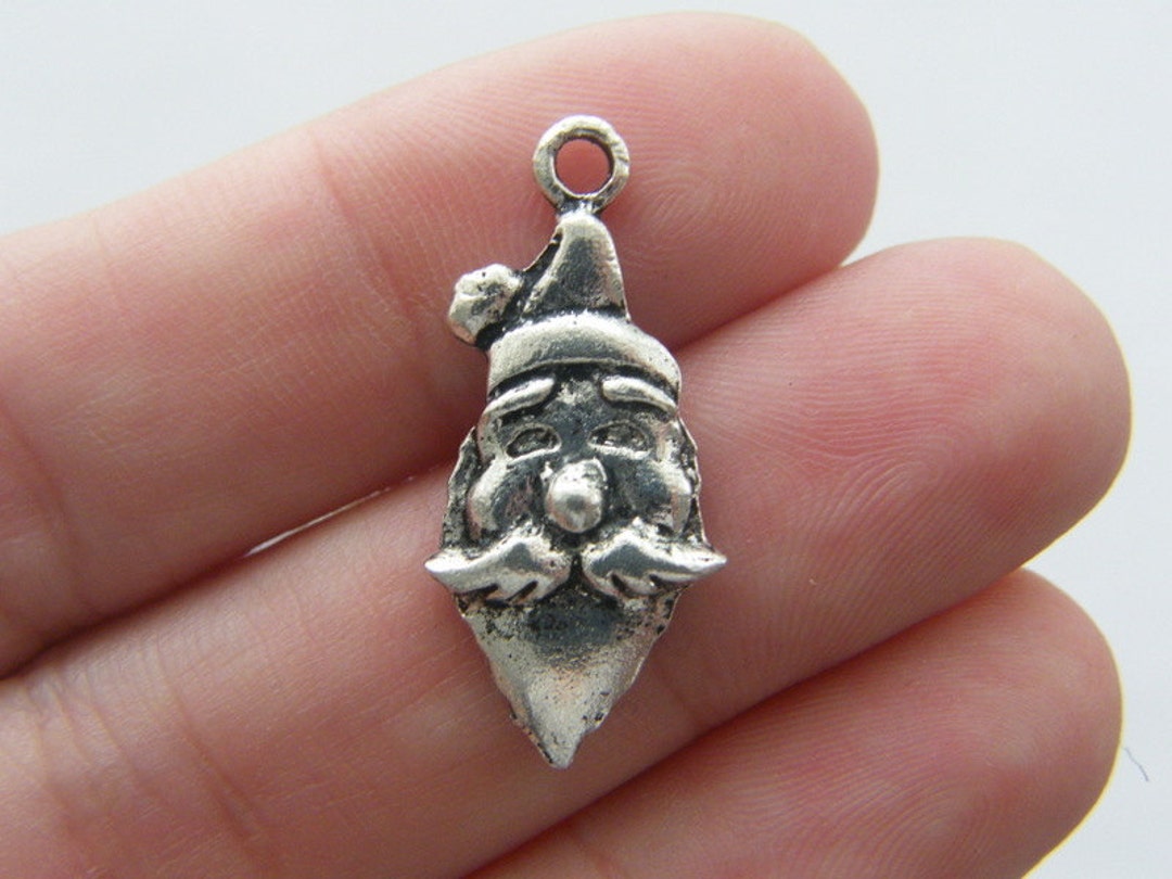 8 Father Christmas Santa Charms Antique Silver Tone CT388 - Etsy