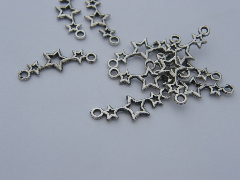 10 Star Connectors Antique Silver Tone S16 - Etsy