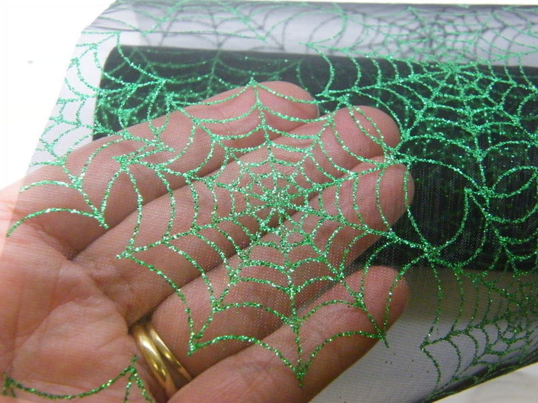 2 Roll Spiderweb Cobweb Green Glitter Black Netting Fabric - Etsy