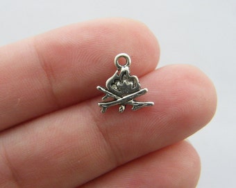 20pcs Flame Charms Blaze Fire Charm 2 Sided Antique Silver Tone 17x19mm ...
