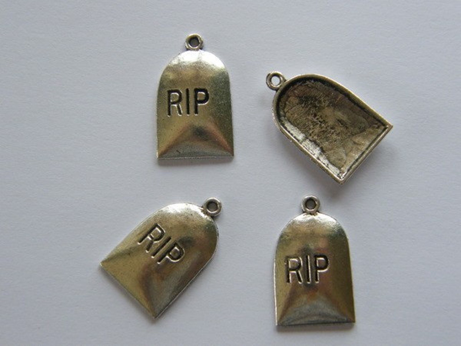 6 Gravestone RIP Charms Antique Silver Tone HC141 - Etsy