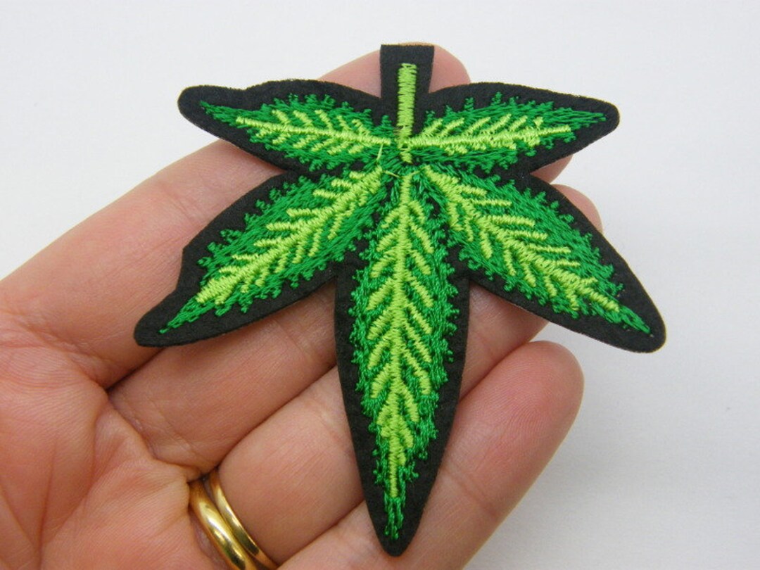 6 Marijuana Weed Leaf Patches Green Black L - Etsy
