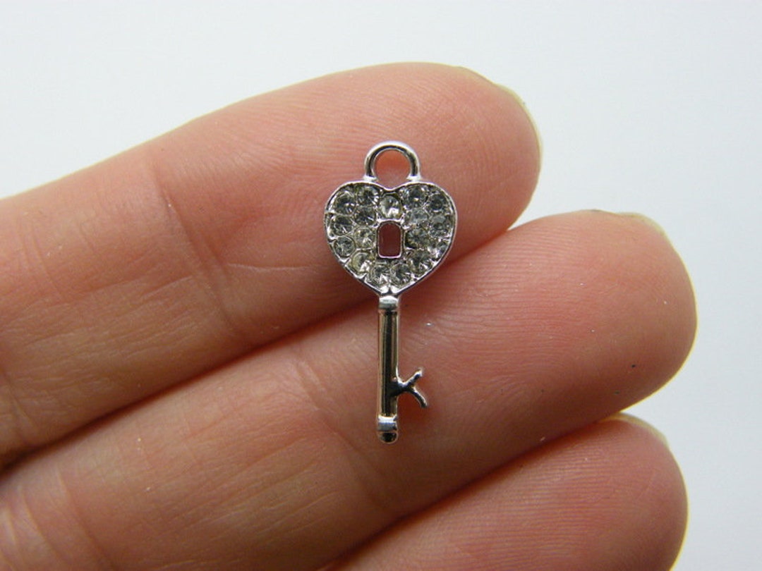 4 Schlüssel Charms Strass hell silberfarben Ton K28 - Etsy Österreich