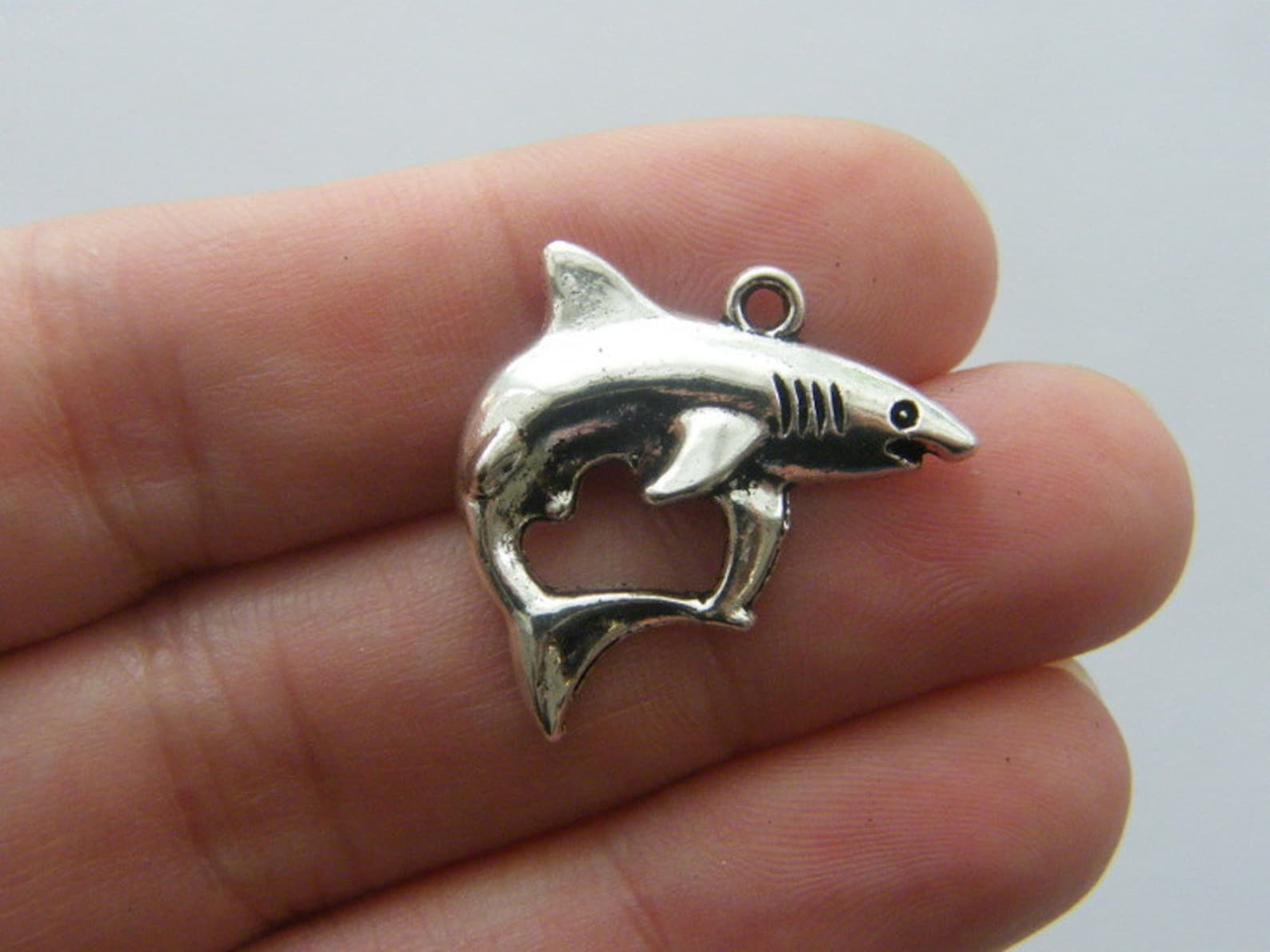 BULK 30 Shark Charms Antique Silver Tone FF63 | Etsy