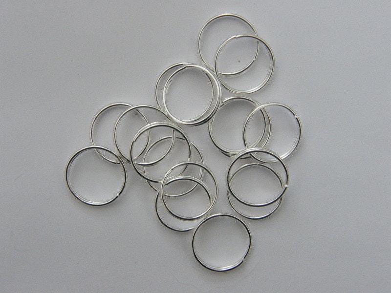 100 Split rings 16mm silver plated FS413 | Etsy