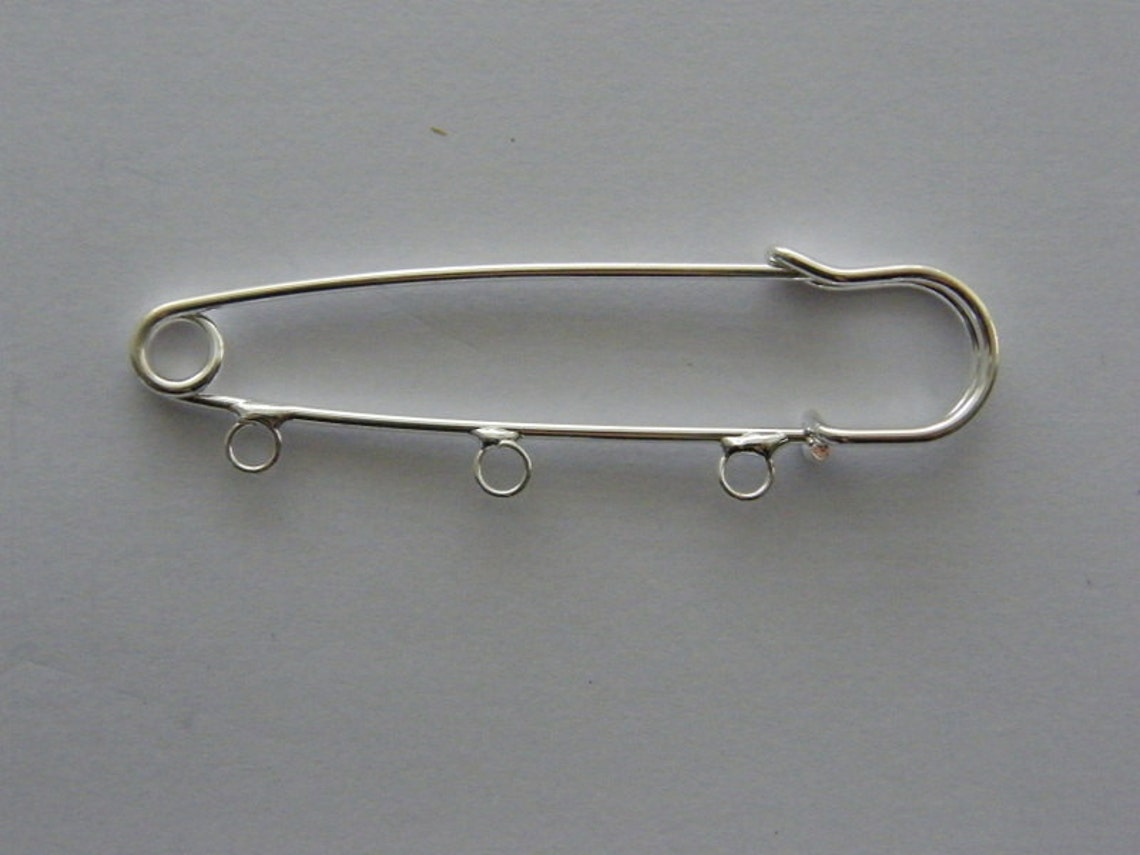 20 Safety Pin Brooches Silver Plated 3 Loops Large FS471 - Etsy