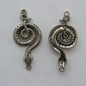 4 Snake Connector Charms Antique Silver Tone A1169 - Etsy