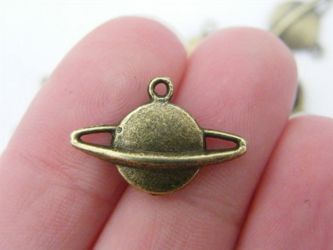14 Saturn Charms Antique Bronze Tone S251 - Etsy UK