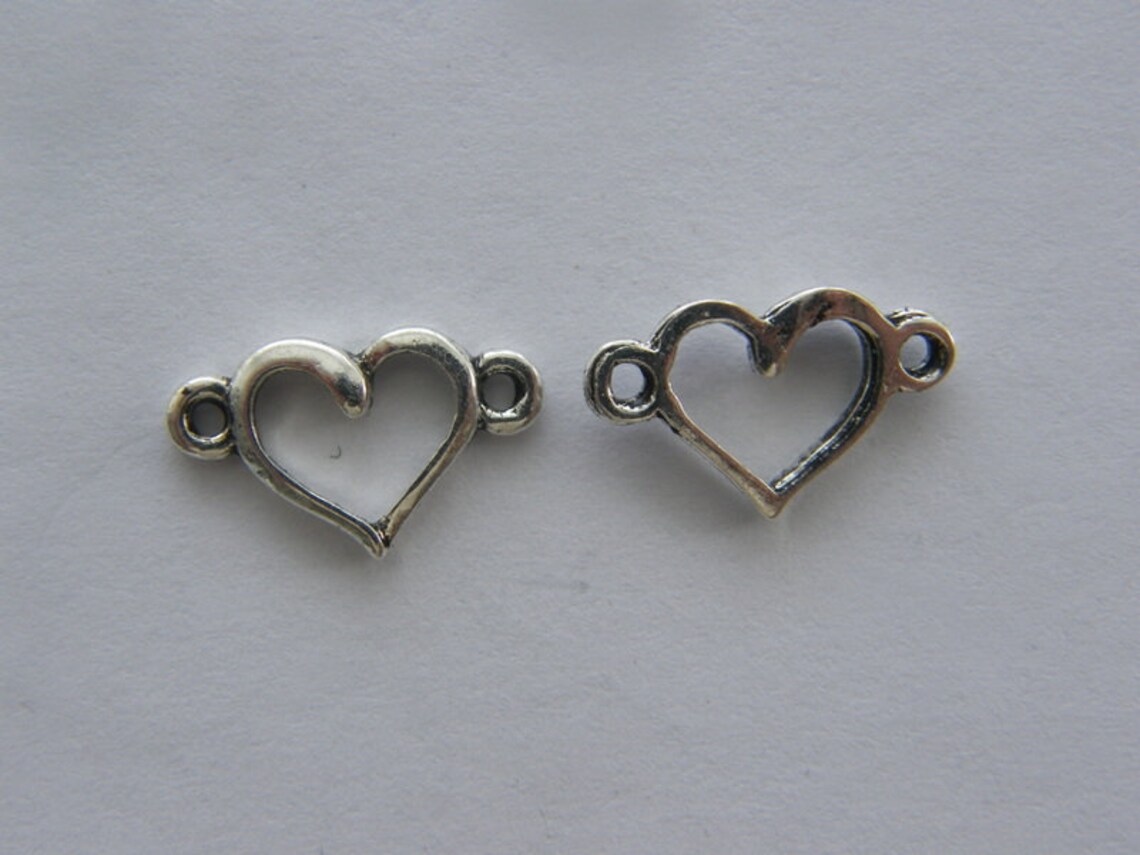 BULK 50 Heart Connector Charms Antique Silver Tone H206 SALE | Etsy
