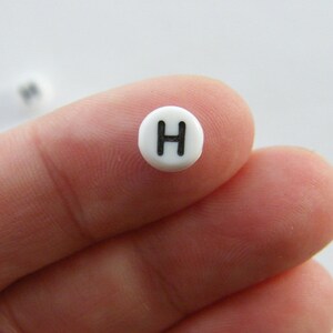 100 Letter H Acrylic Round Alphabet Beads White and Black - Etsy