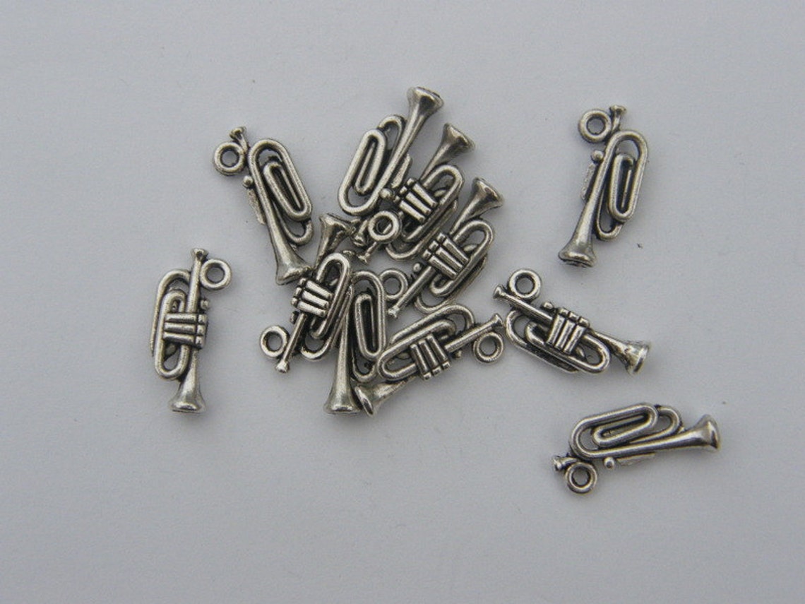 BULK 50 Trumpet charms antique silver tone MN34 SALE 50% OFF | Etsy