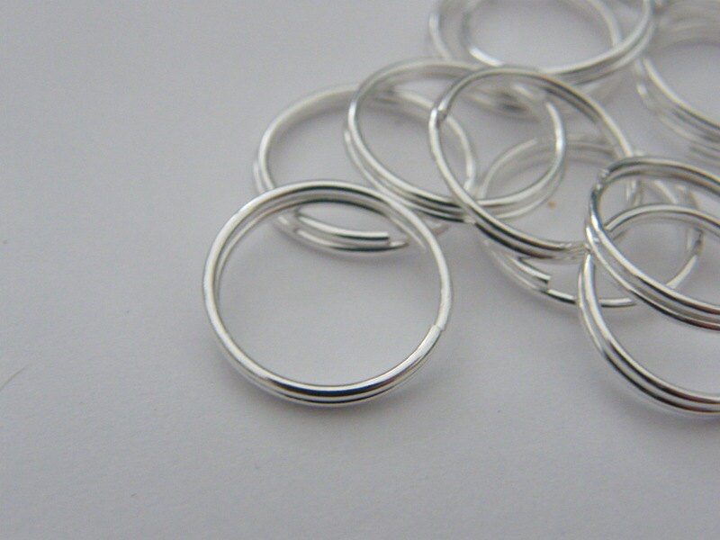 100 Split rings 16mm silver plated FS413 | Etsy