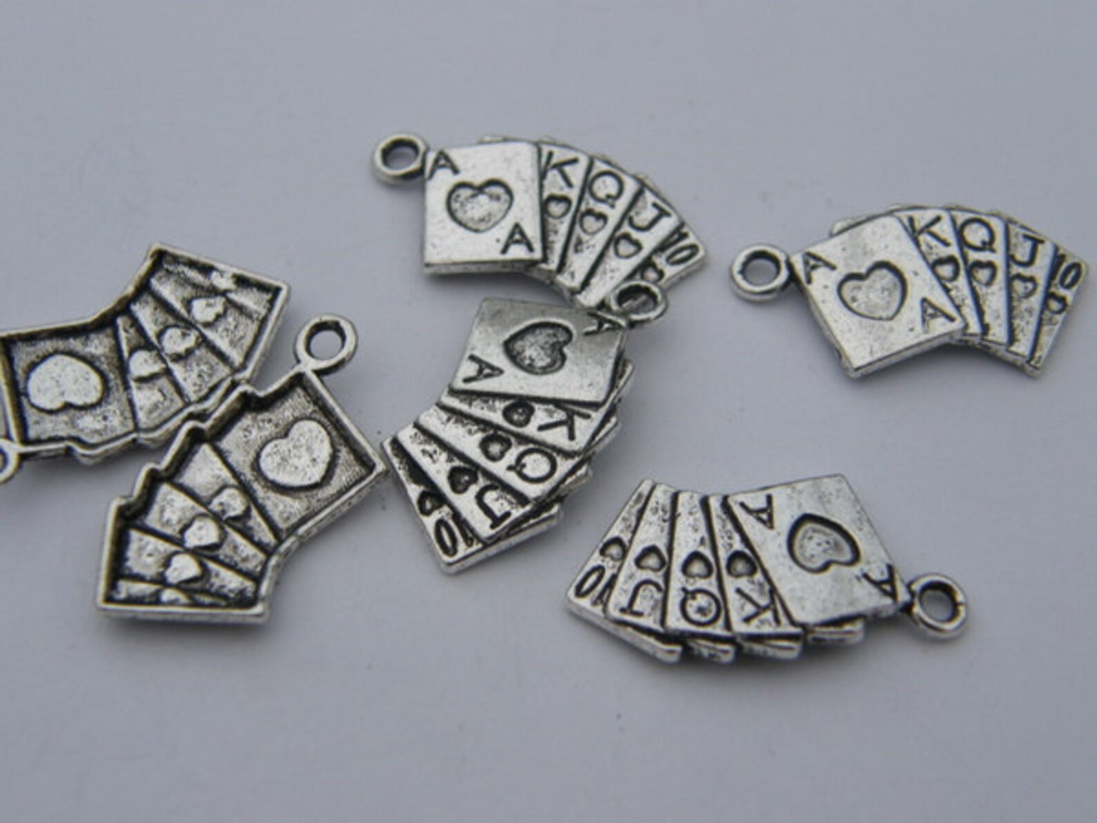 8 Poker Playing Card Charms Antique Silver Tone P280 - Etsy