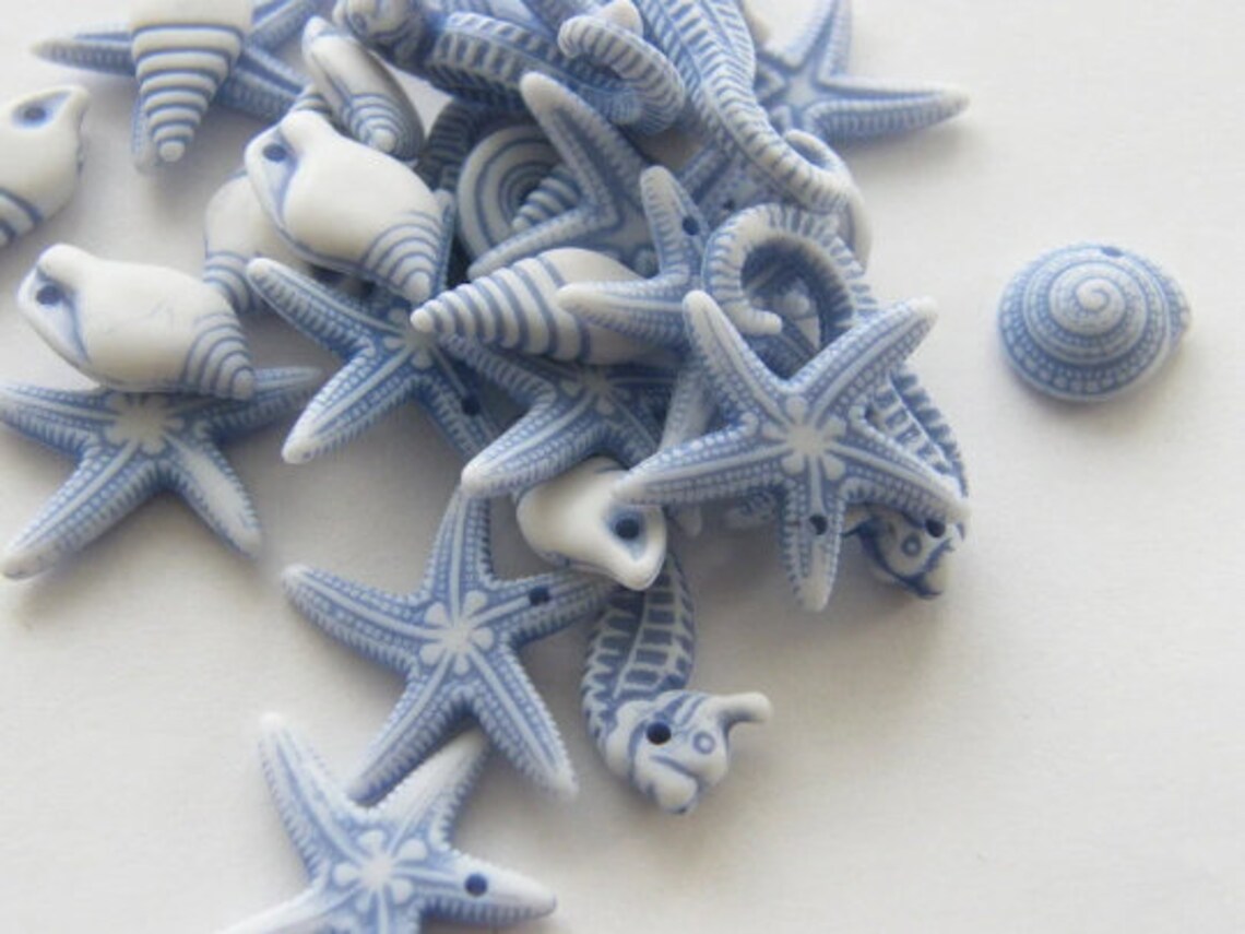 100 Blue Random Sea Themed Acrylic Charms - Etsy