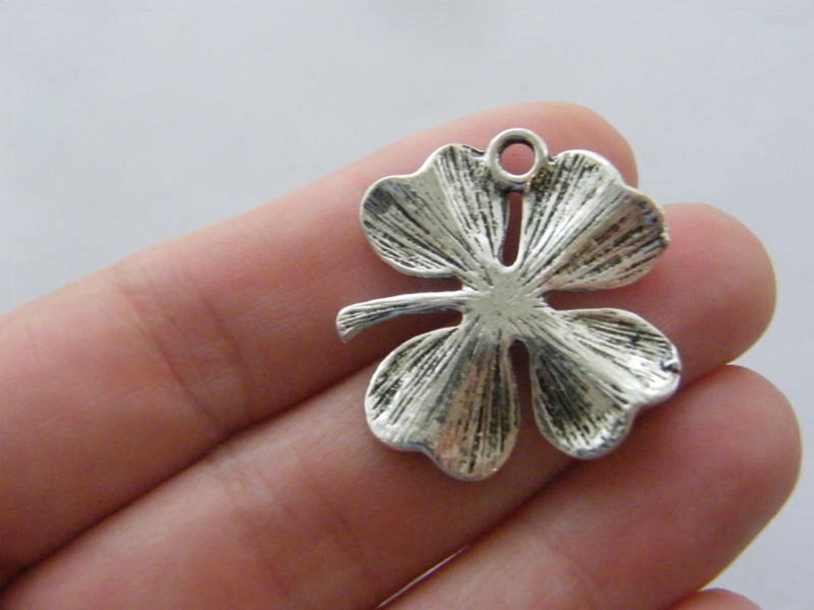 4 Four Leaf Clover Good Luck Charms Antique Silver Tone L289 - Etsy