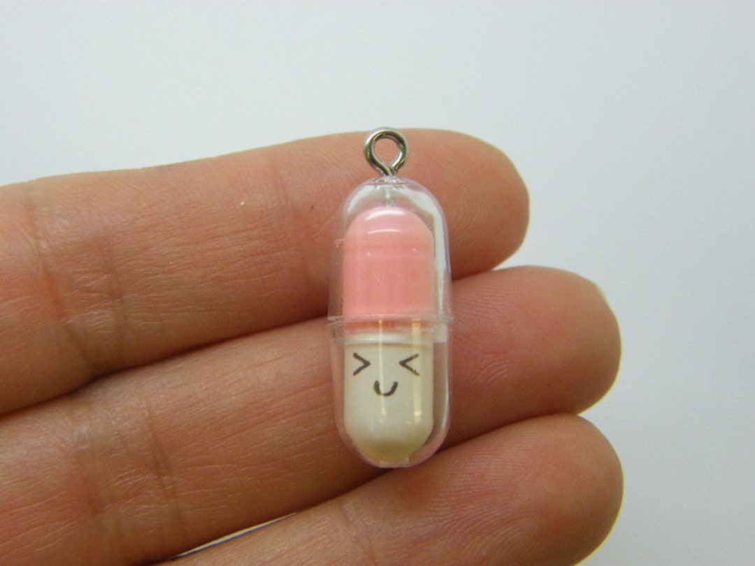 6 Face Capsule in a Capsule Charms Pink White Clear Plastic M214 - Etsy