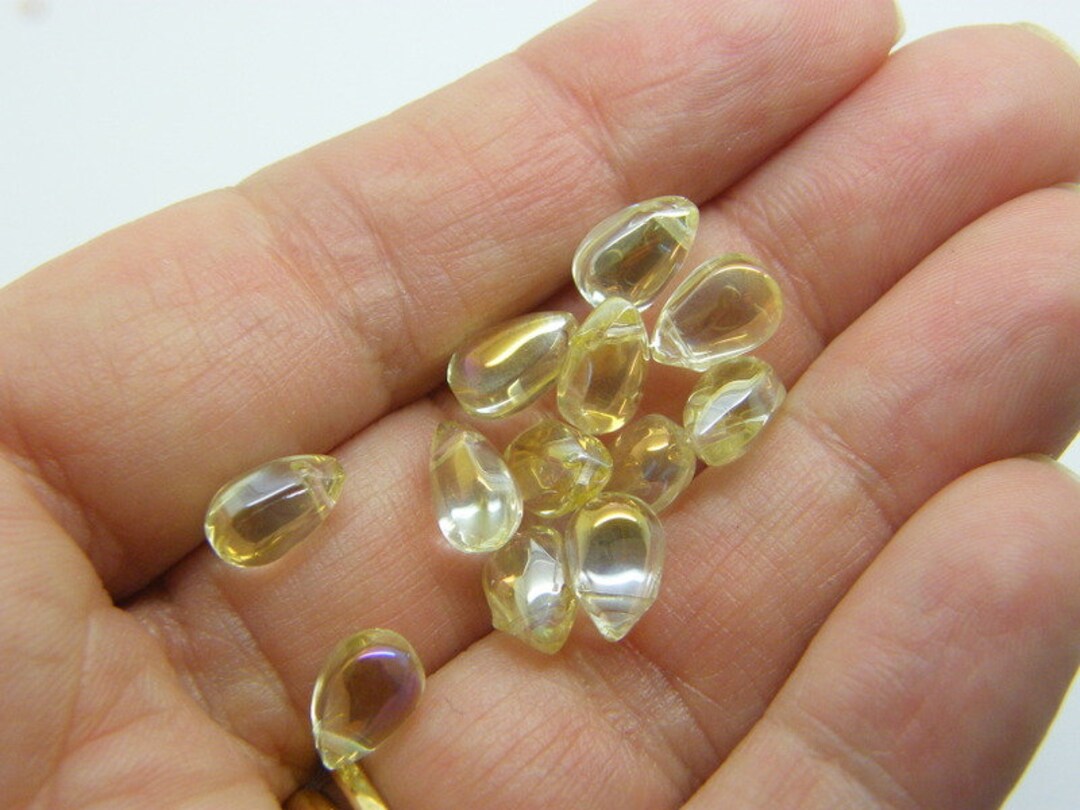 20 Mermaid Tear Yellow AB Glass Beads FF55 - Etsy