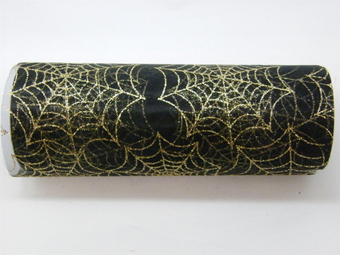 1 Roll Spiderweb Cobweb Gold Glitter Black Netting Fabric - Etsy