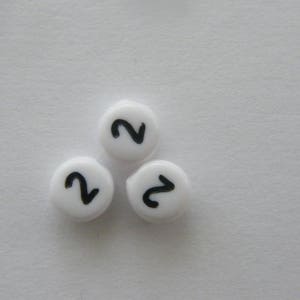 100 Number 2 Acrylic Round Number Beads White and Black - Etsy