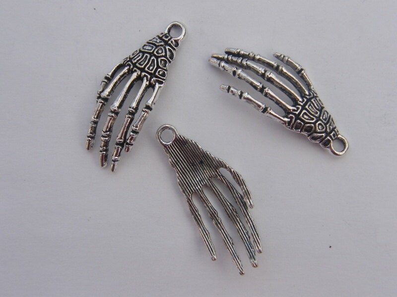 4 Skeleton Hand Charms Antique Silver Tone HC118 | Etsy