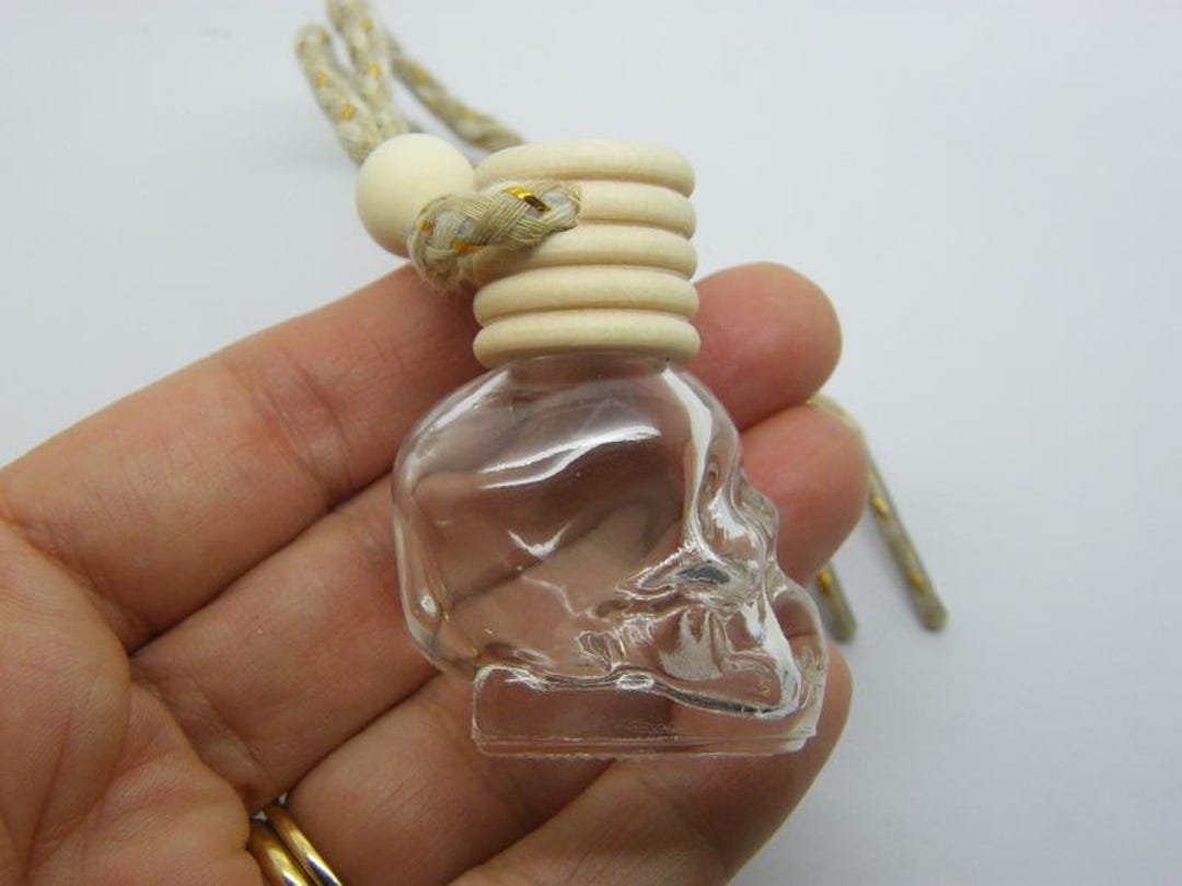 1 Skull Glass Bottle Perfume Diffuser With Wood Lid and Cord 02 - Etsy
