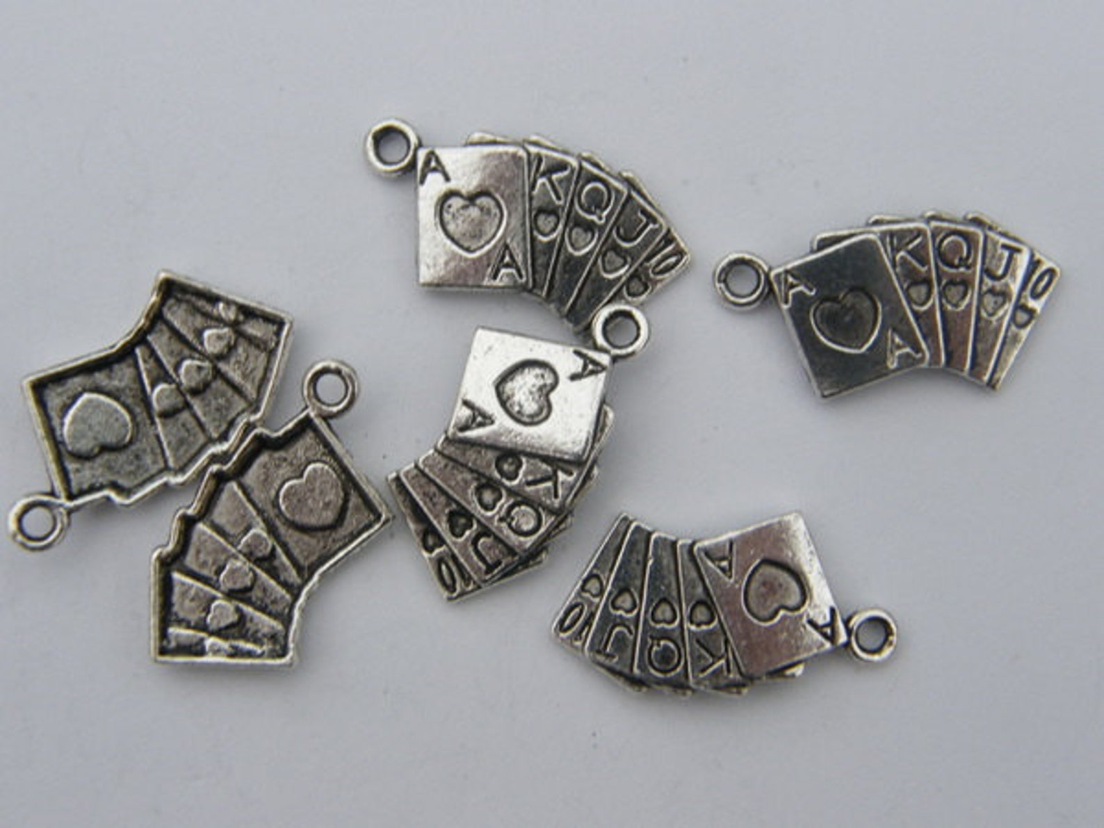 8 Poker Playing Card Charms Antique Silver Tone P280 - Etsy