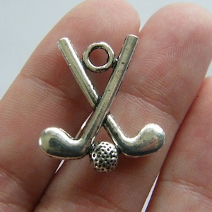 6 Golf Clubs and Ball Charms Antique Silver Tone SP57 - Etsy