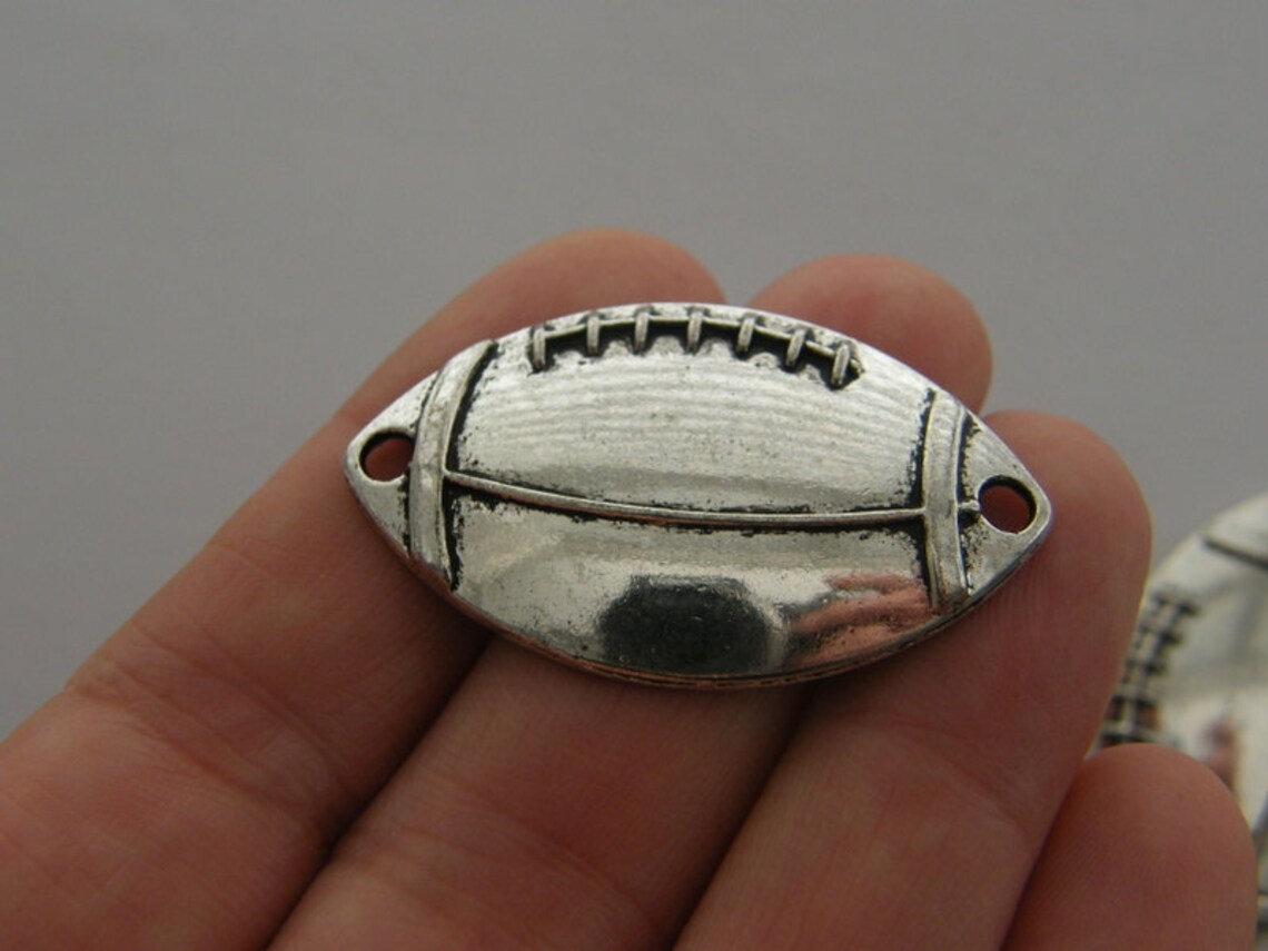 BULK 20 American Football Ball Connector Charms Antique Silver | Etsy