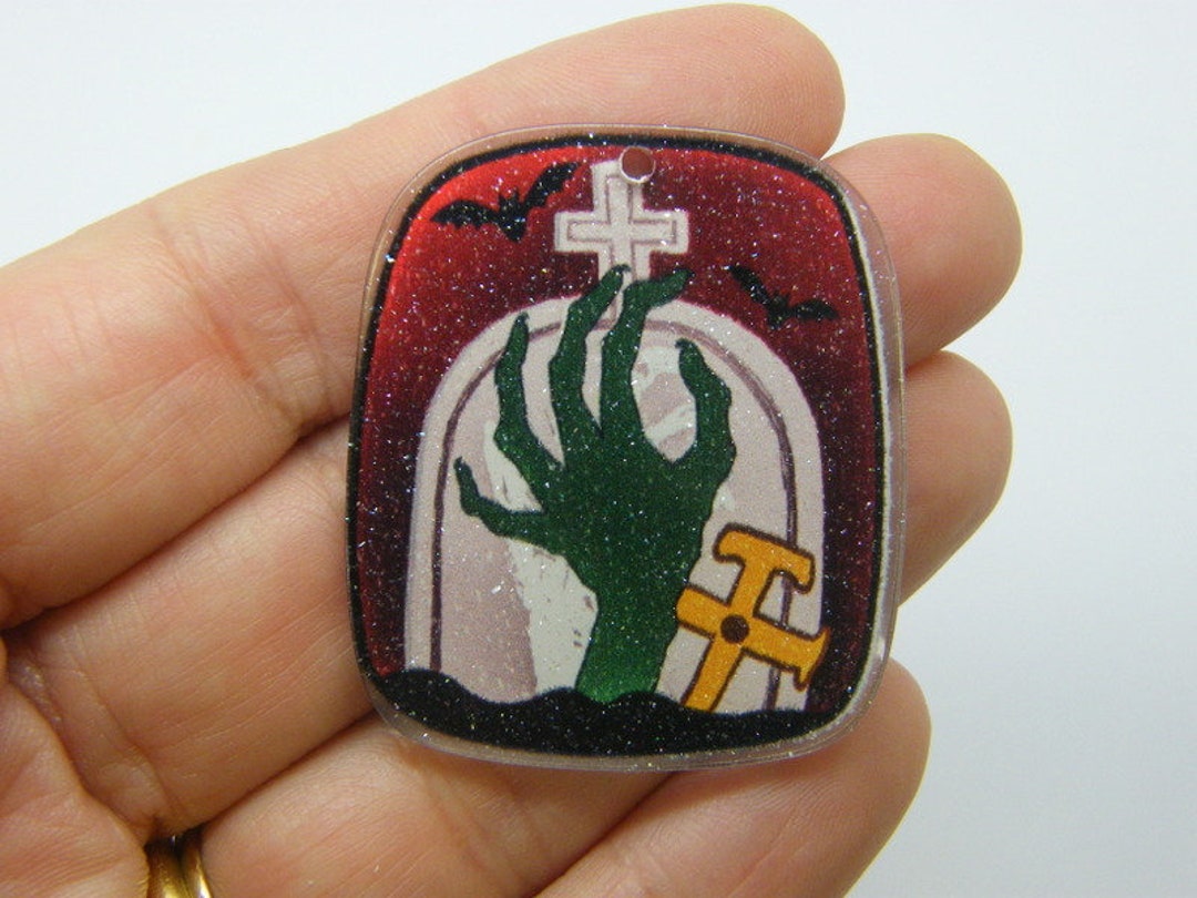 8 Tombstone Zombie Hand Halloween Pendants Acrylic HC1195 - Etsy