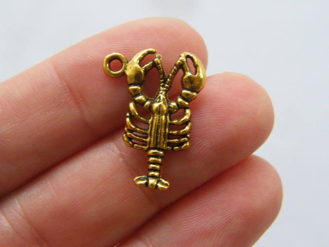 16 Lobster Charms Antique Gold Tone FF152 - Etsy