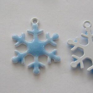 4 Snowflake Charms Blue and White Enamel Tone CT237 - Etsy