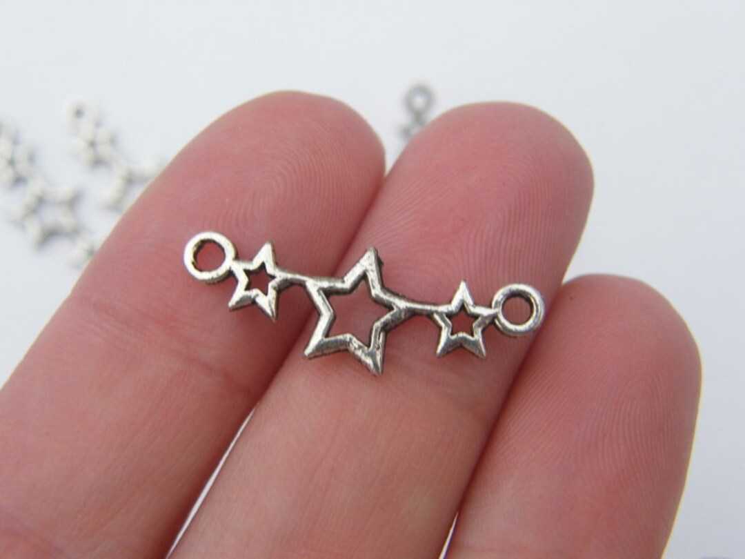 10 Star Connectors Antique Silver Tone S16 - Etsy